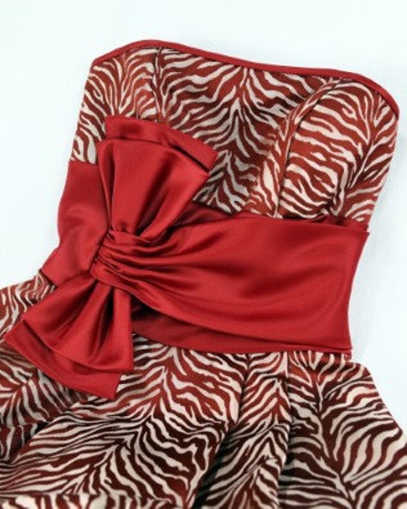 Vintage 1990s 90s Jessica McClintock Animal Zebra Pri… - Gem