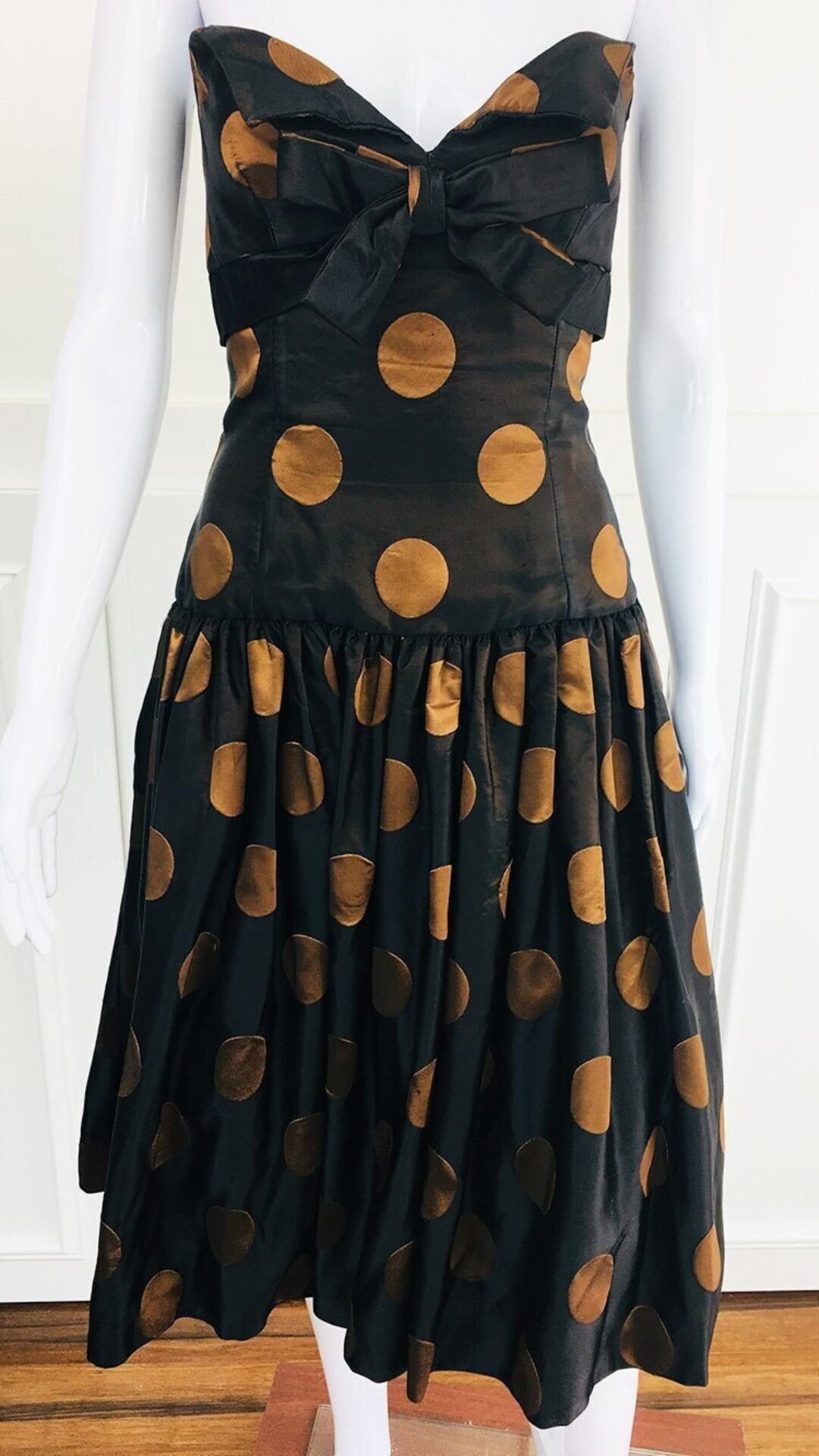 Victor Costa for Neiman Marcus 1980s 80s Copper Oversized Polka Dot ...