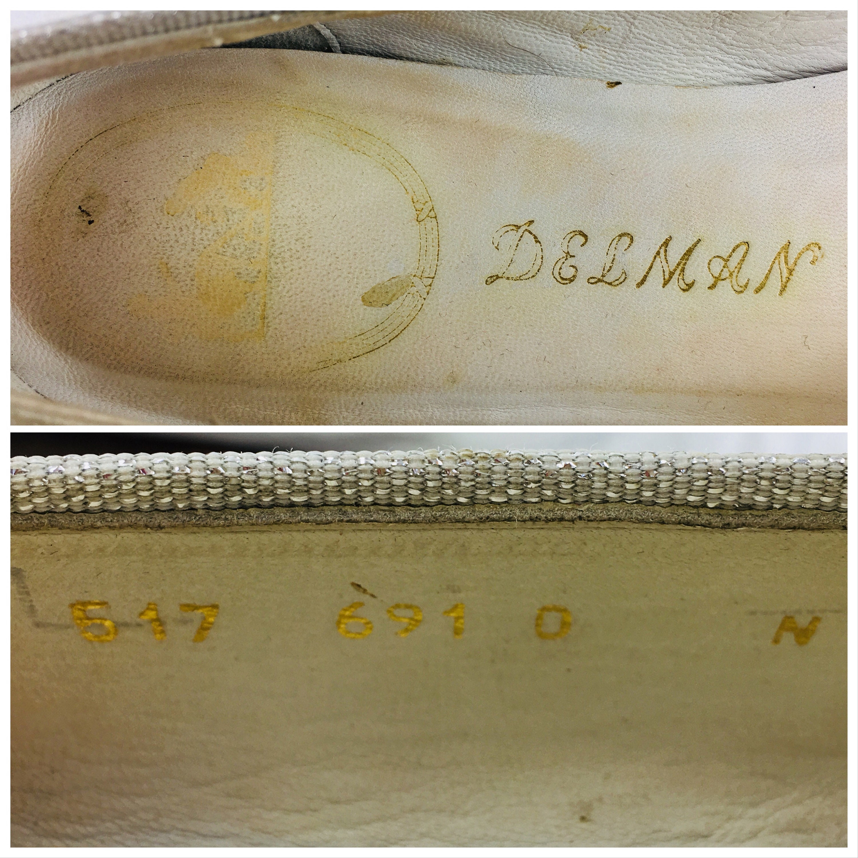 Gold and Silver Metallic Cap Toe Quilted Leather Delman Ballet Flats ...