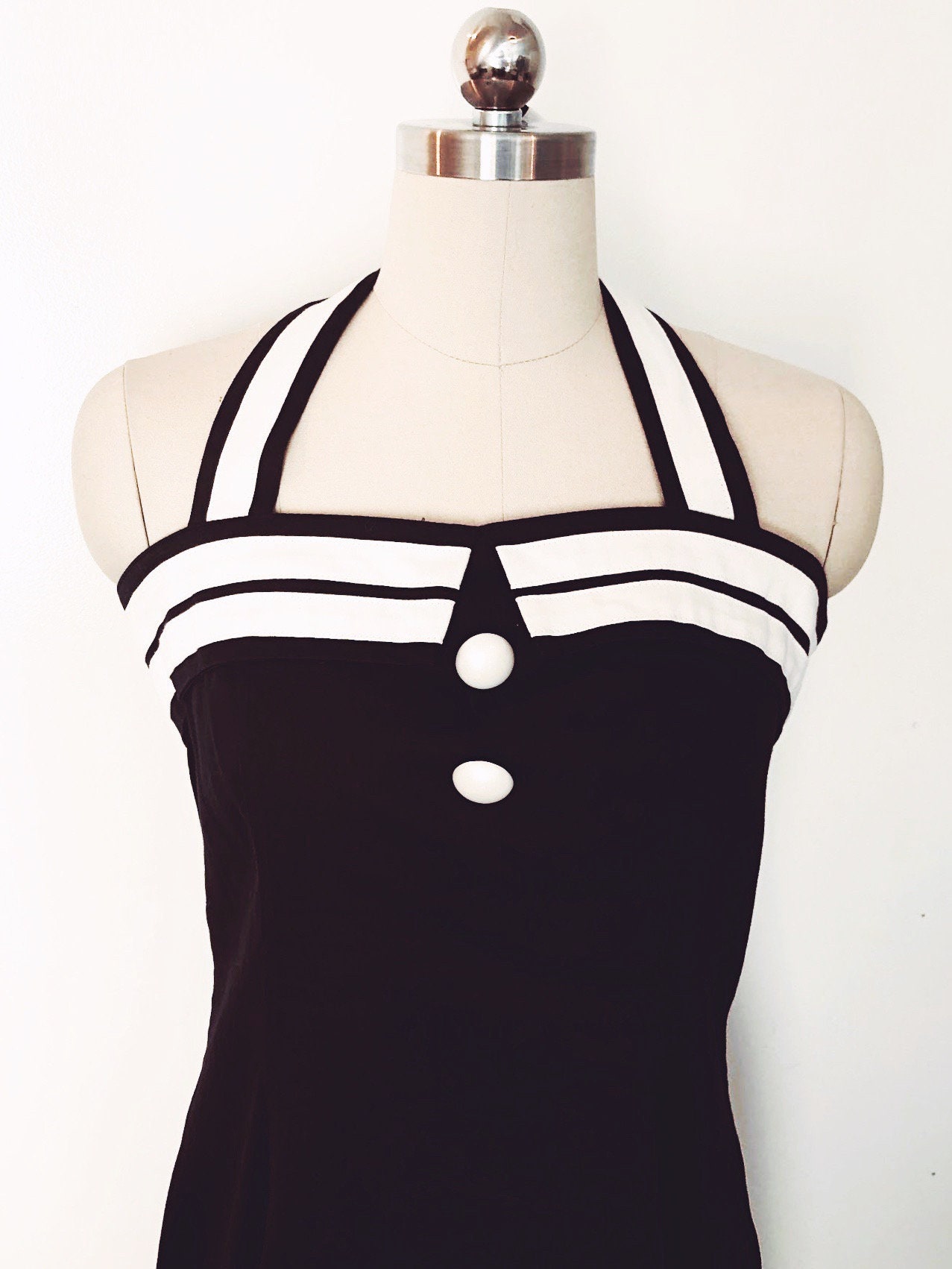 Collectif London Vintage Navy and White Fit and Flare Sailor Nautical ...