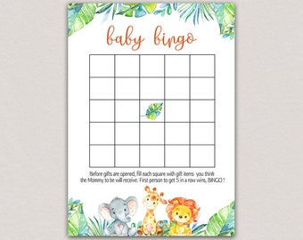 Safari Baby Shower Bingo | Etsy