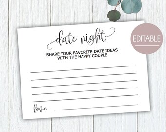 Bridal Shower Date Night Cards | Etsy