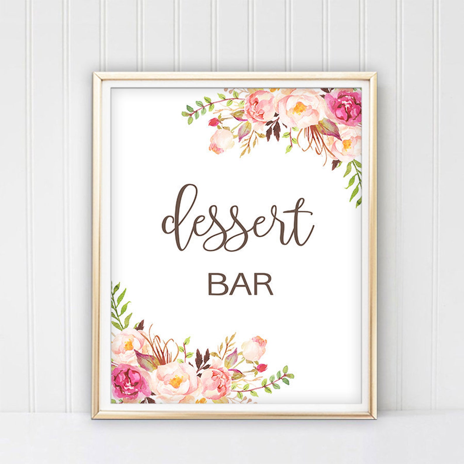 Dessert bar sign Floral dessert sign Dessert table sign | Etsy
