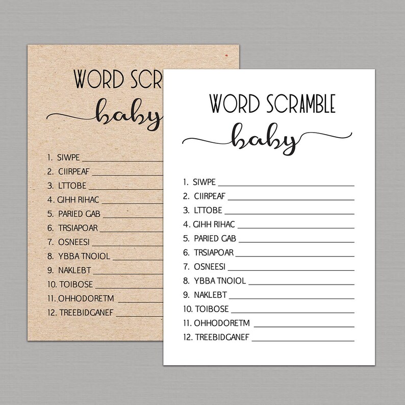 BABY WORD SCRAMBLE Game Word Scramble Baby Shower Game Baby Etsy