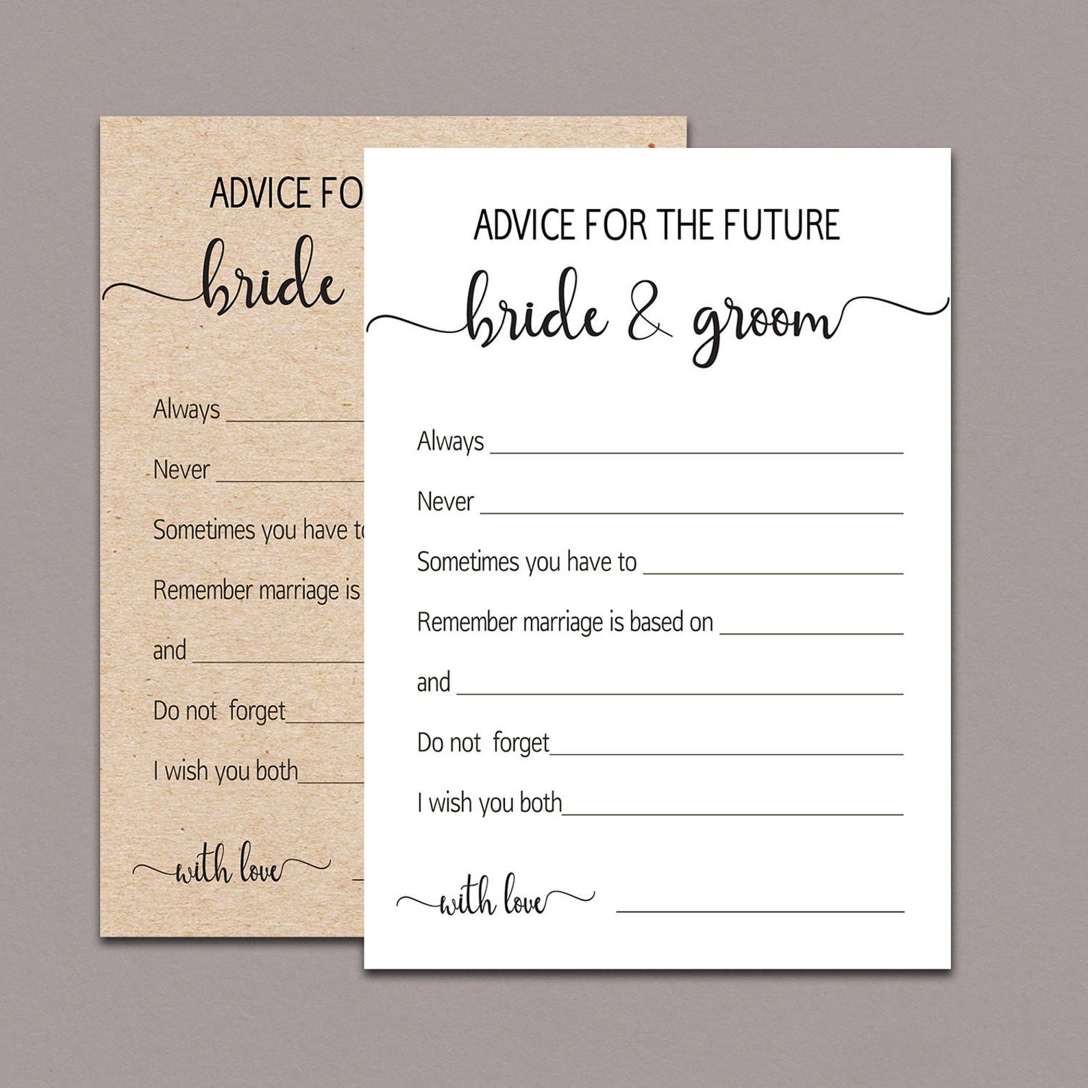 Advice for the Bride and Groom wedding ADVICE CARDS advice | Etsy
