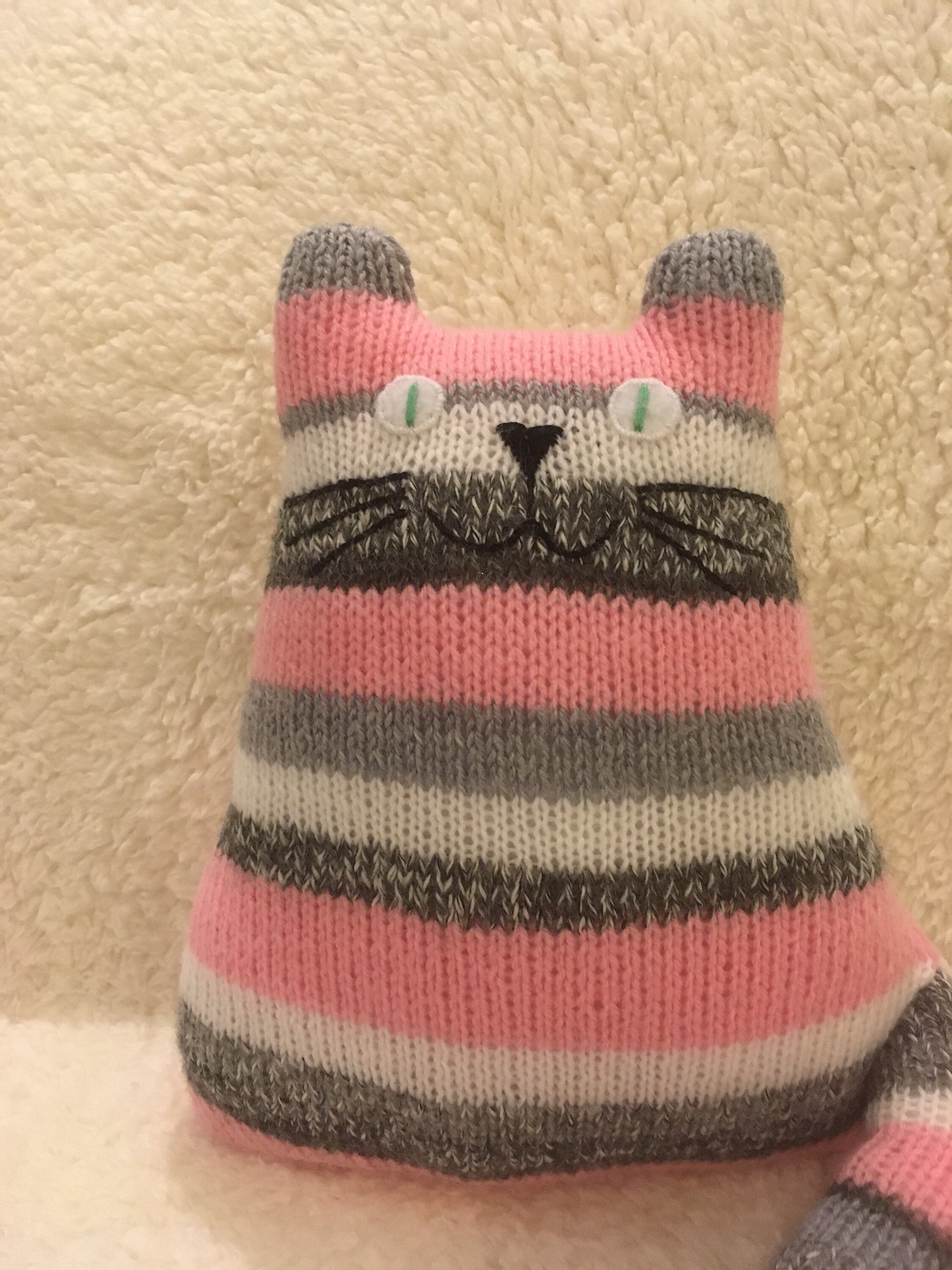 Knitted Tabby Pink Cat Doll Lightly Stuffed Pink Cat Cushion - Etsy UK