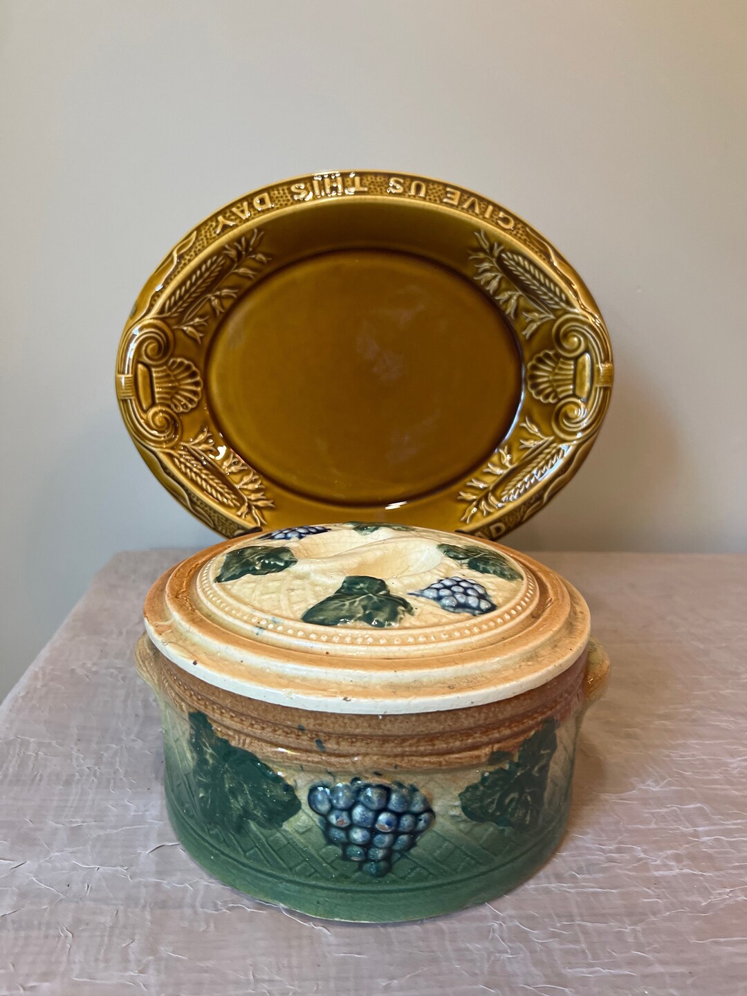 Vintage Stoneware Serving Pieces | Choose From: Round Yellow Raised ...