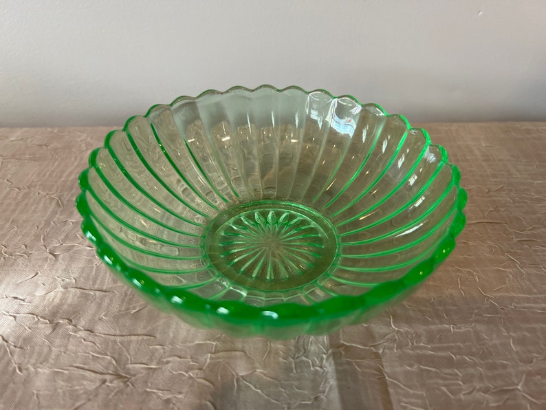 Vintage Green Uranium Glassware Choose From: 3 Footed Candy - Etsy