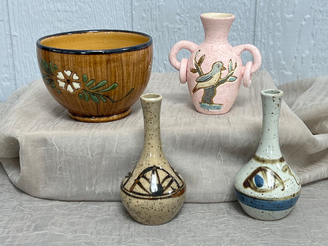 Vintage Pottery | Choose From: Brown W/white Flower Bowl, OMC Blue ...