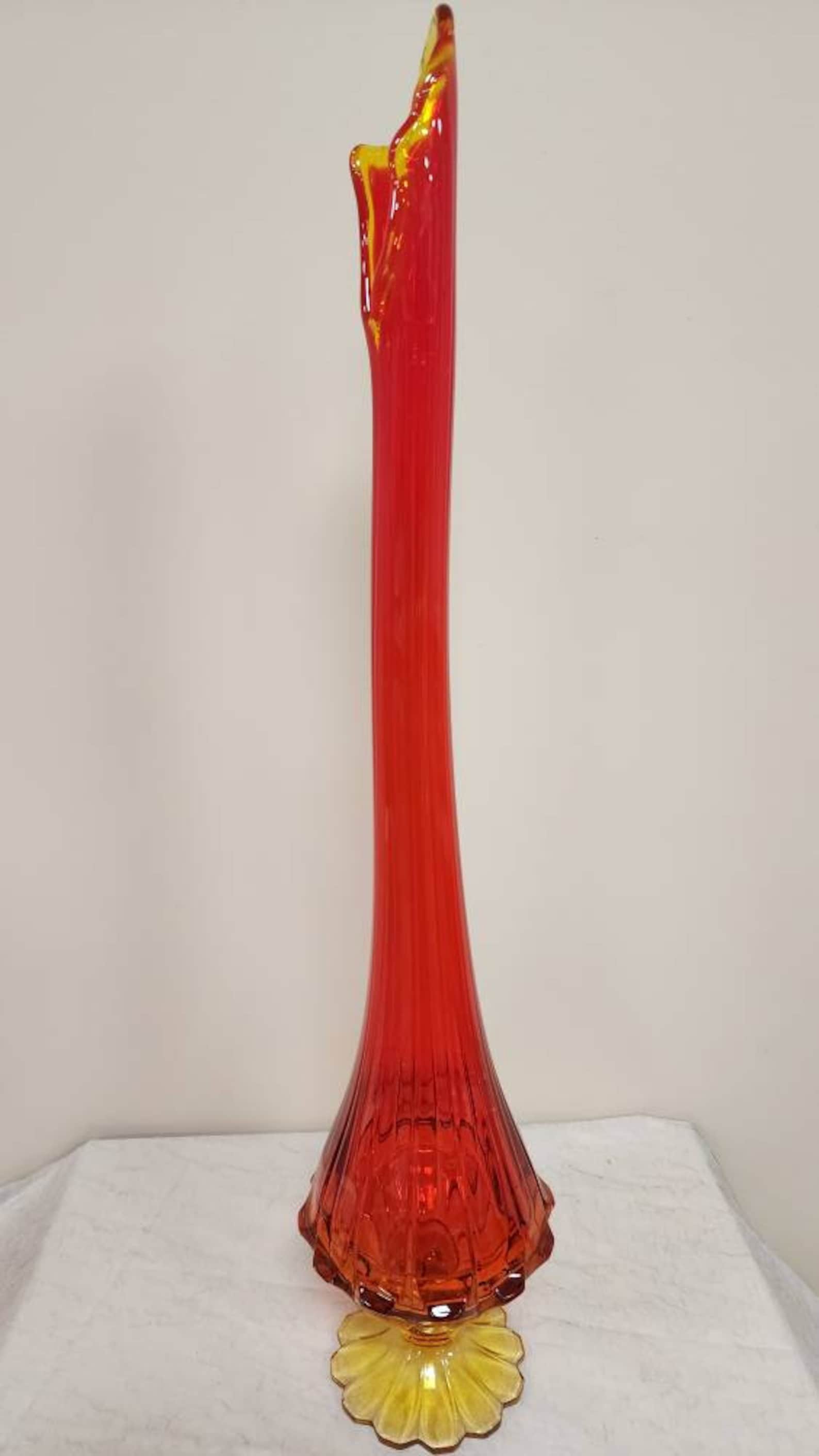 Very Large MCM Glass Swung Vase Choose From: Fenton Amberina - Etsy