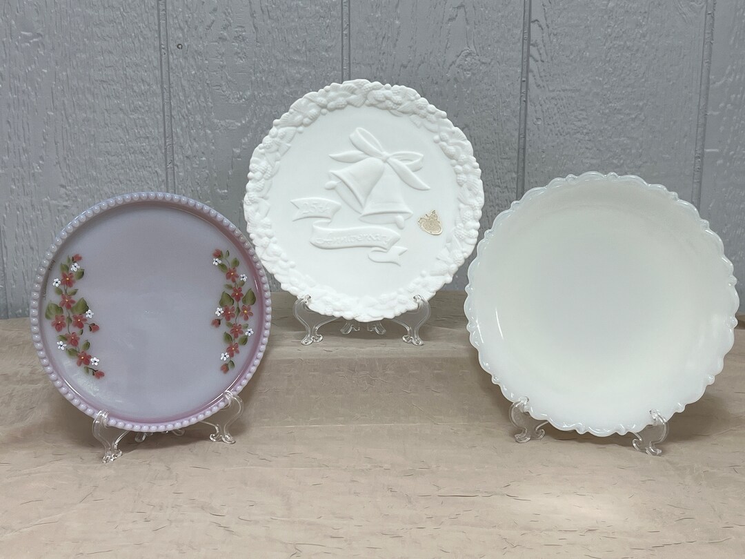 Vintage Fenton Plate | Choose From:white Satin 25th Anniversary Plate ...