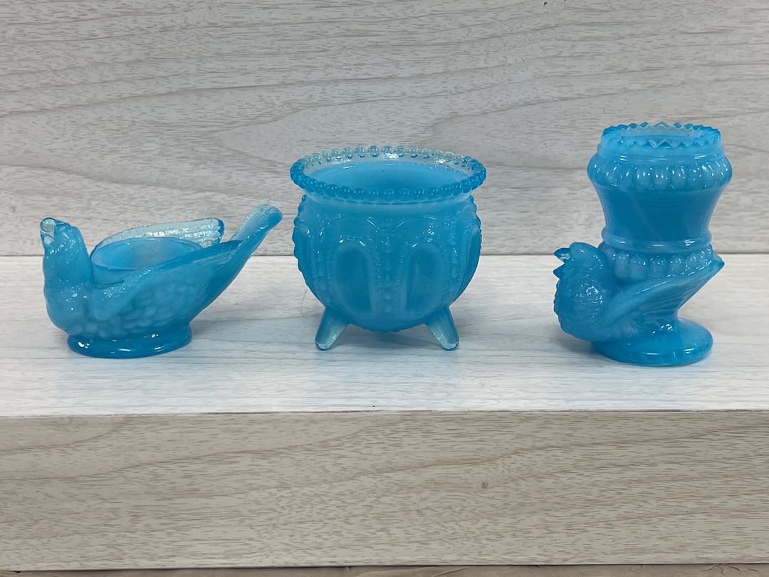 Vintage Degenhart Blue Slag Milk Glass | Choose From: Dove Bird ...