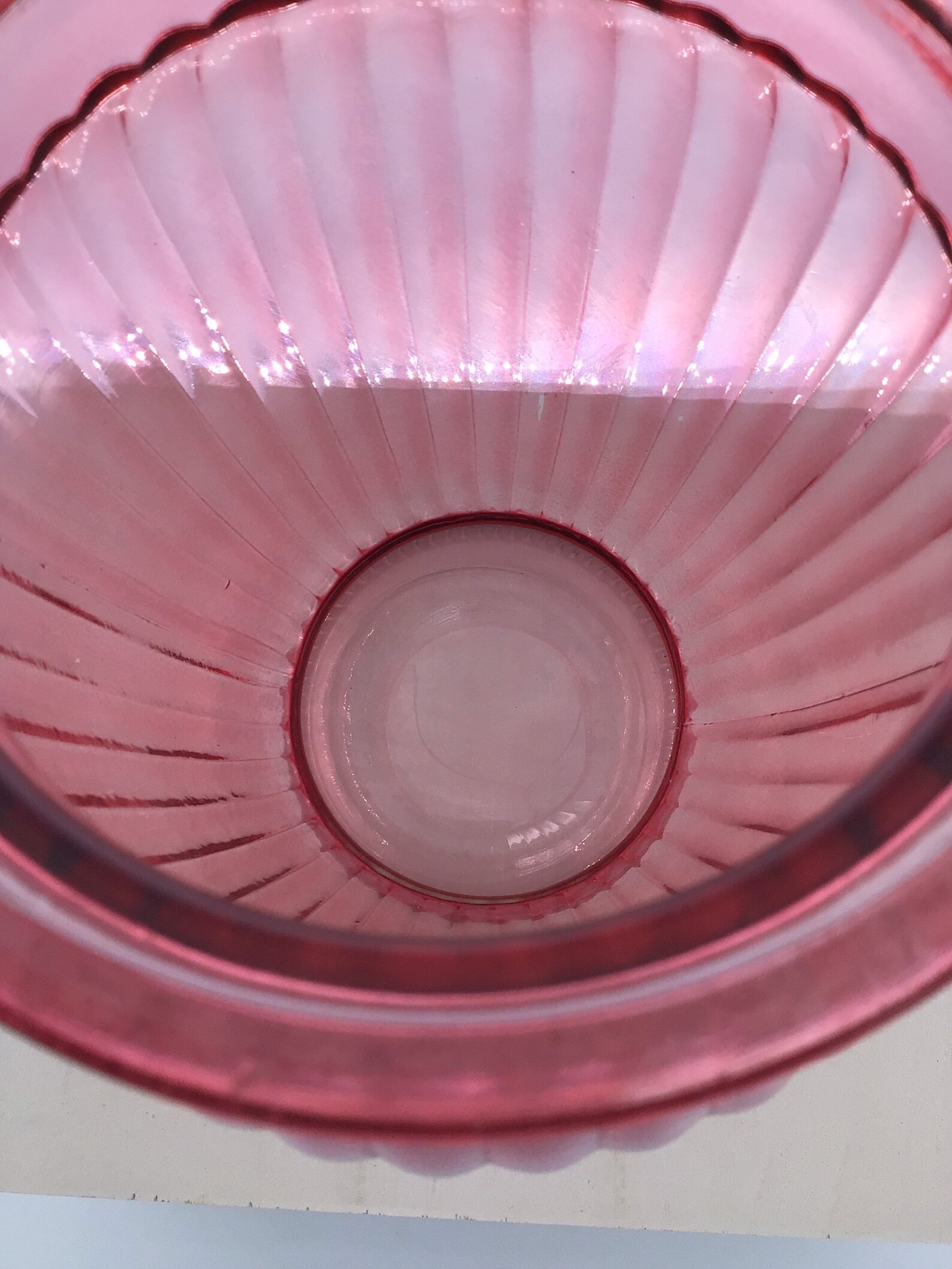 Pink Ribbed Pressed Glass Bulbous Vase - Etsy
