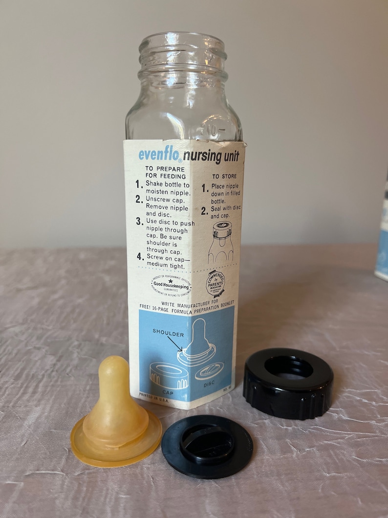 1960's Evenflo 8 Ounce "nursing Unit" Glass Baby Bottle - Etsy