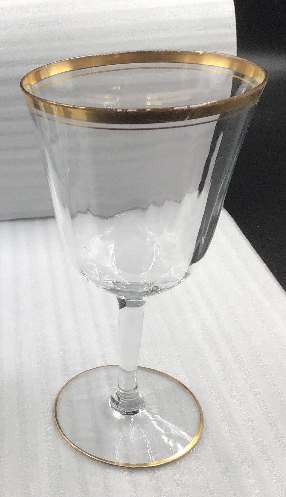 Gold Rimmed With Verge Line Stemmed Crystal Optic Tall Water Goblets ...