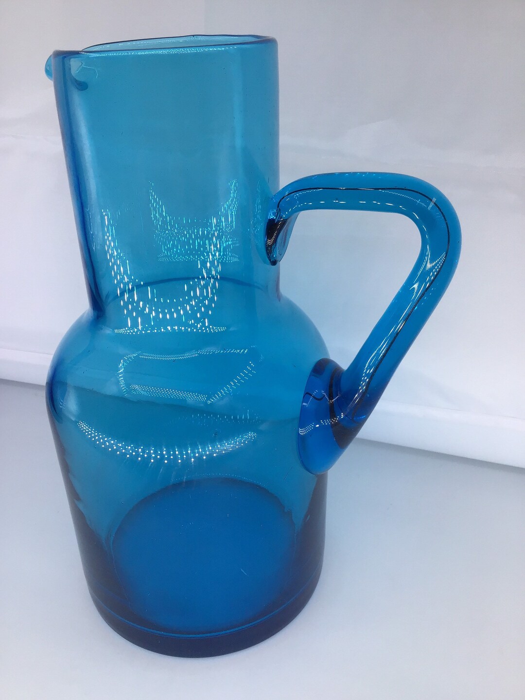 Vintage Mid-century Hand Blown Pitchers | Choose From 2 | Dark Cobalt ...