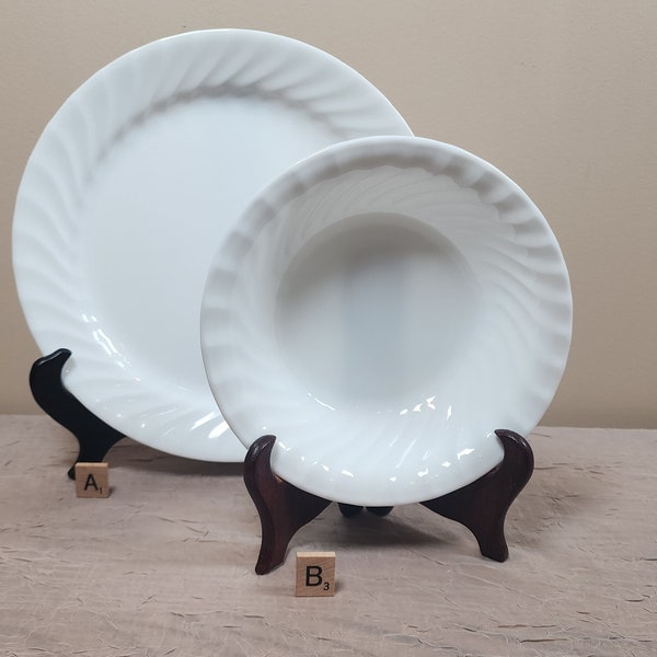 Corelle Dinner Plates White Swirl - Etsy