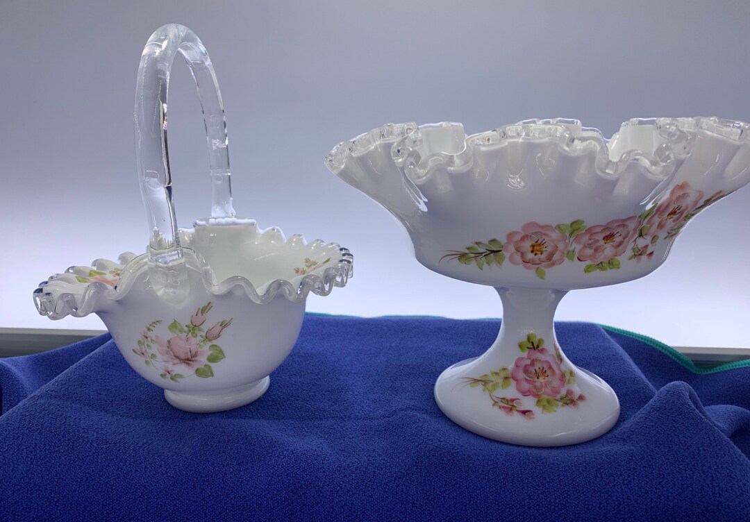 Fenton Silver Crest Handbemalte Rosa Glaswaren Wählen Sie zwischen ...