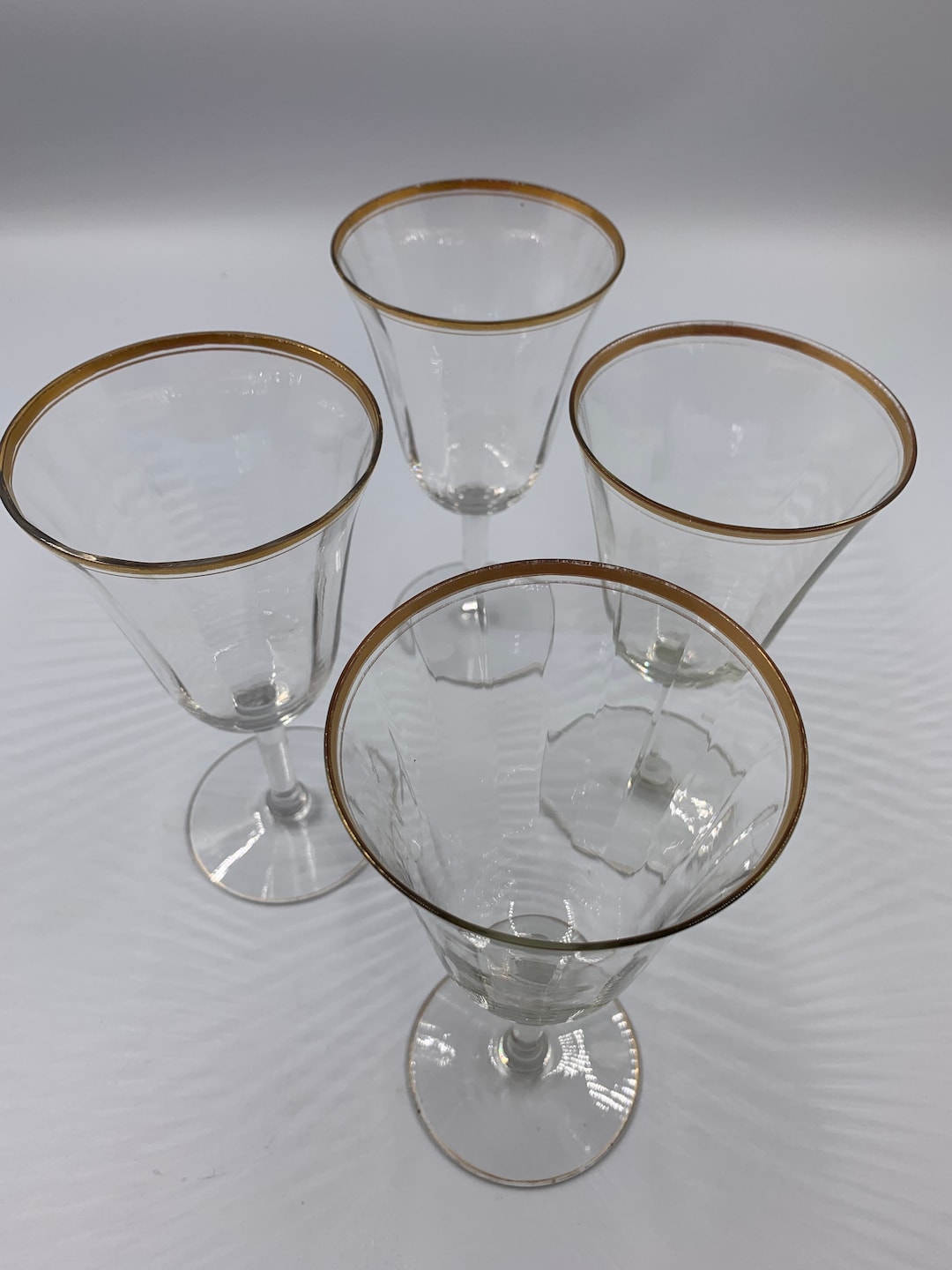 Gold Rimmed With Verge Line Stemmed Crystal Optic Tall Water Goblets ...