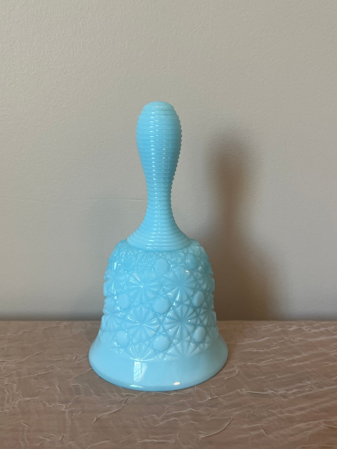 Fenton Blue Glass Bell | Choose From: Blue Satin Daisy & Button Bell or ...