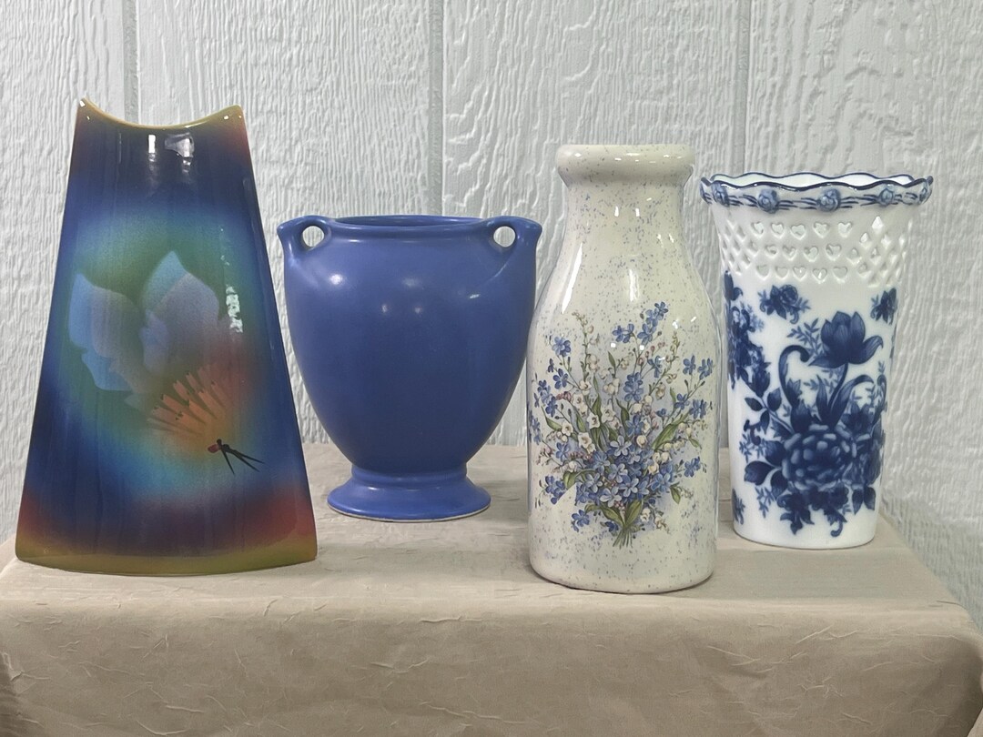 Vintage Vase | Choose From: Judith Stiles Signed Vase, 2-handle Blue ...