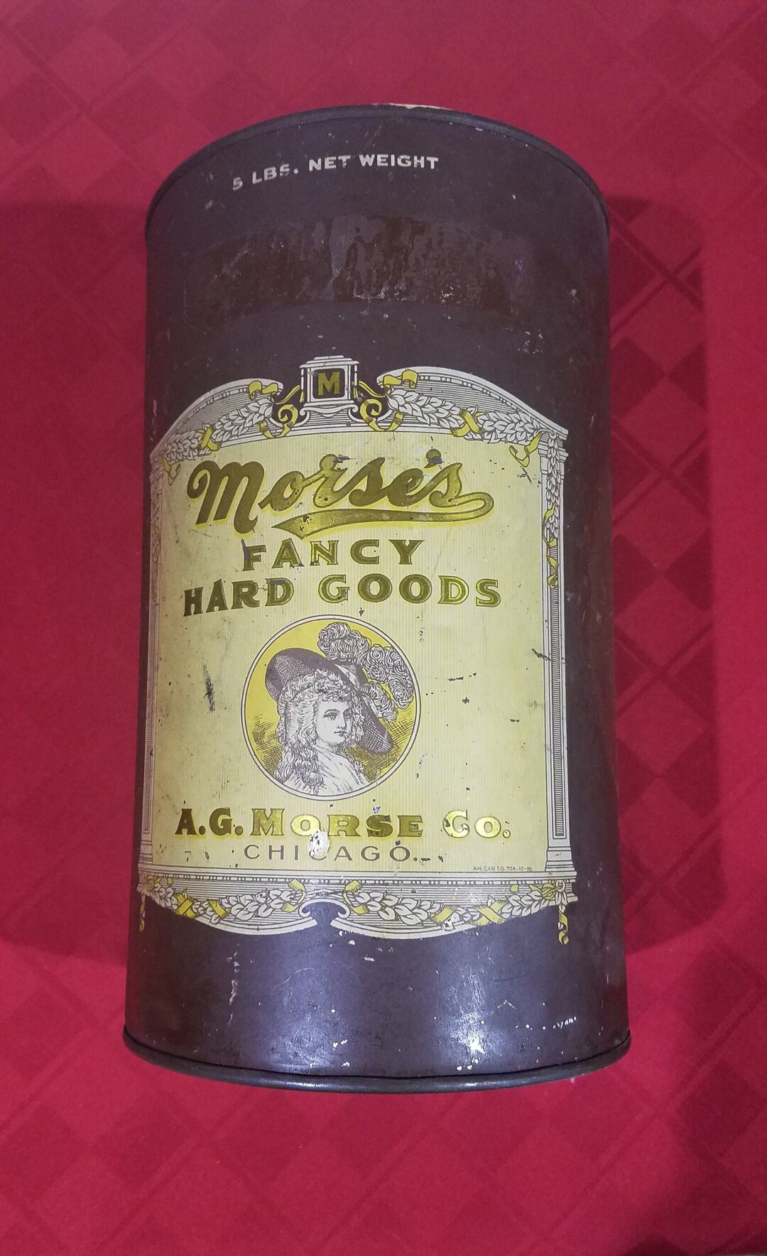 Antique Fancy Hard Goods 5lb Container | Morse's Hard Goods 5lb Can W ...
