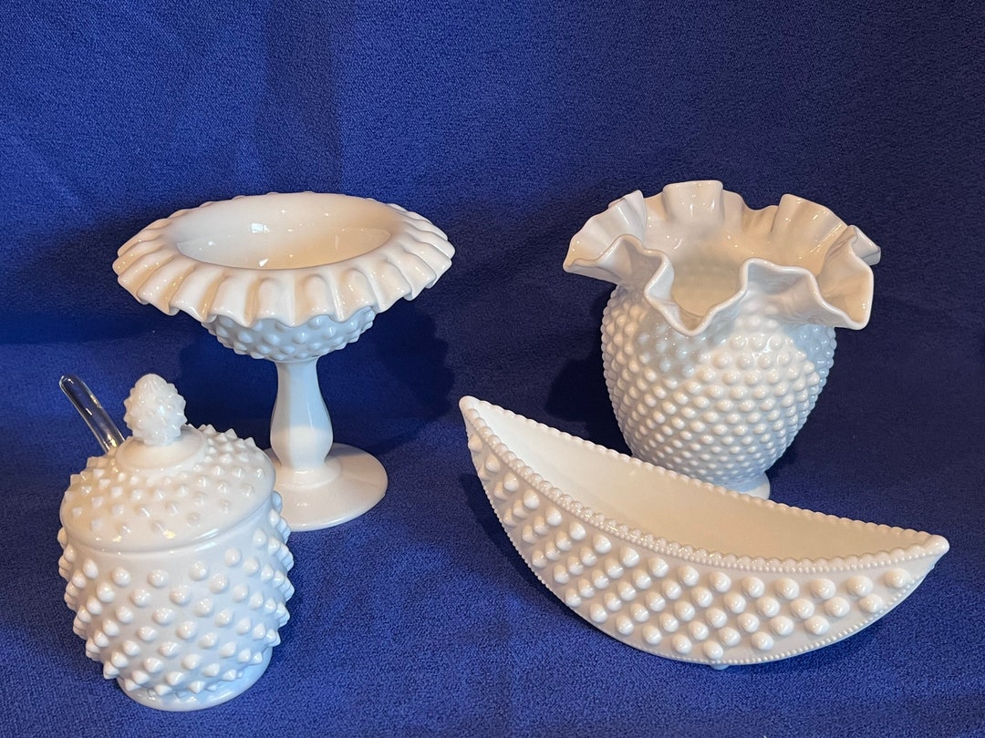 Vintage Fenton Hobnail Milk Glass | Choose From: Double Crimped Vase ...