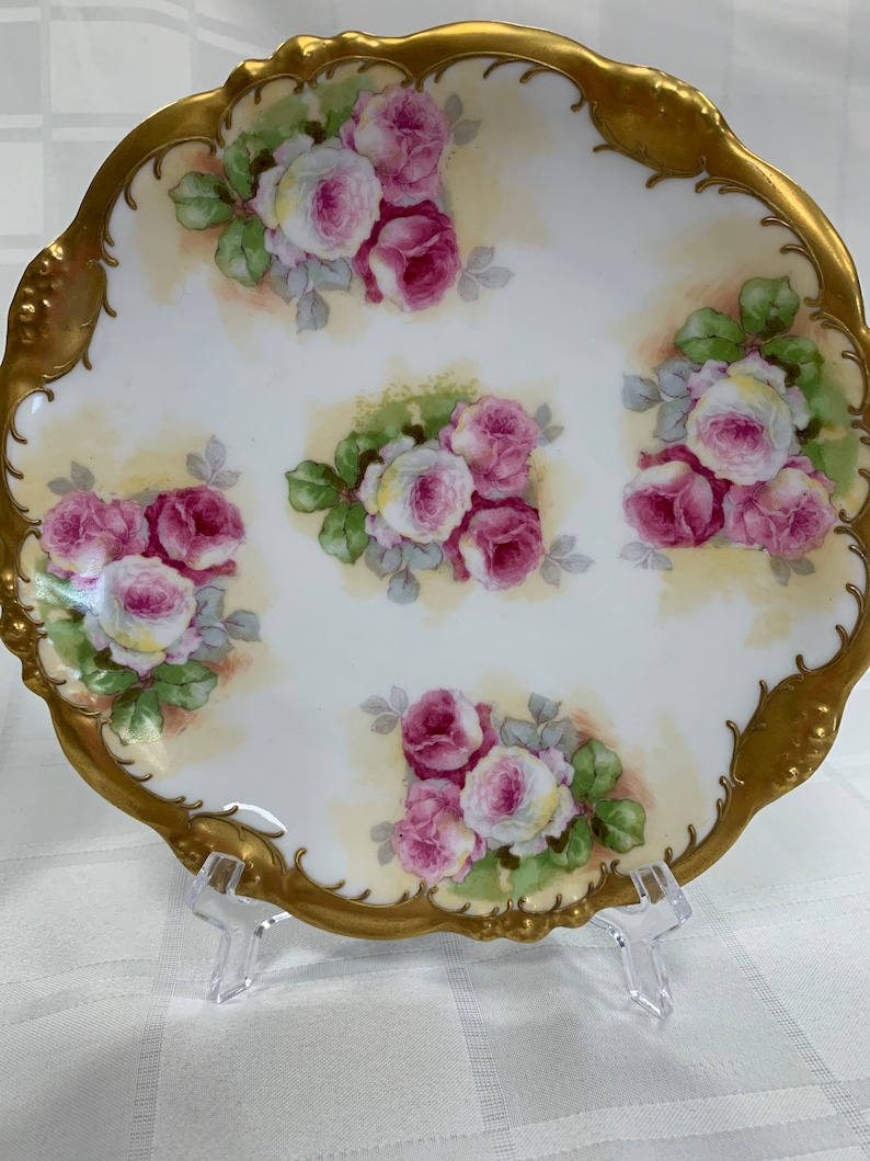 Hand Painted Floral Scalloped Edge Plate Choose From: | Etsy