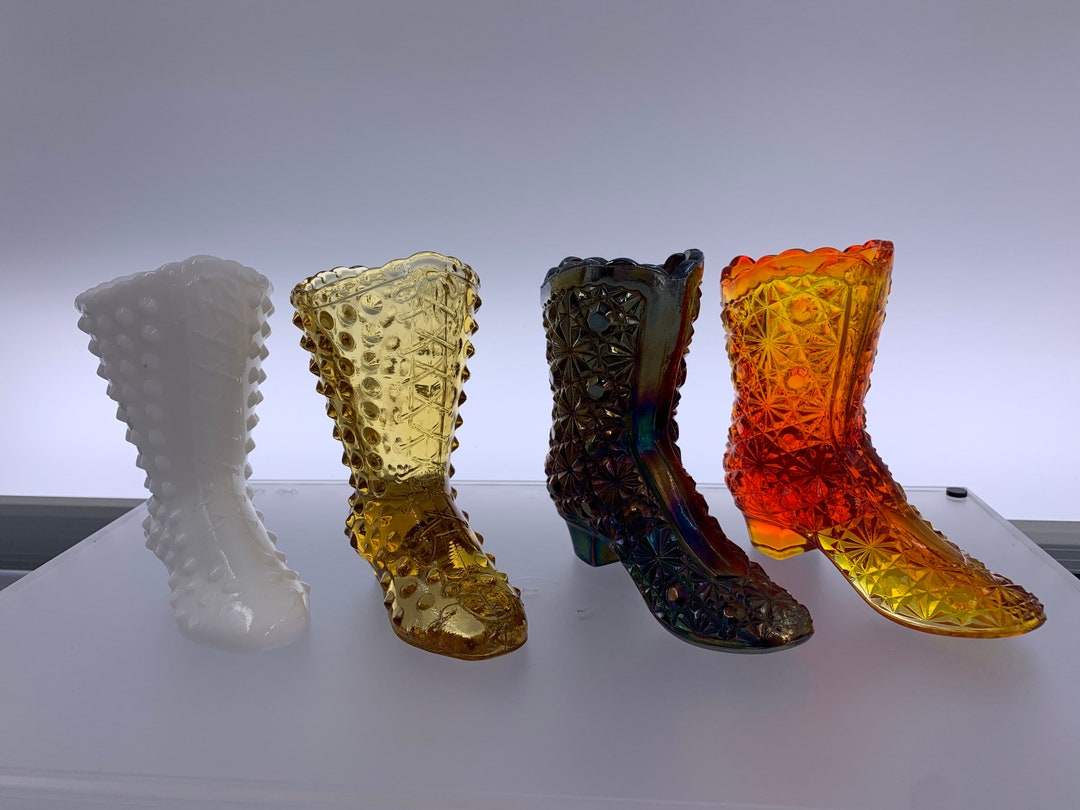 Vintage Fenton Glass Collectible Boots | Choose From: Amber Hobnail ...