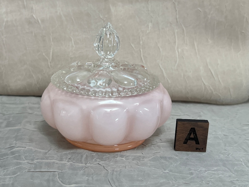 Vintage Melon Shape Fenton Glass | Choose From: Rose Overlay Puff Box ...