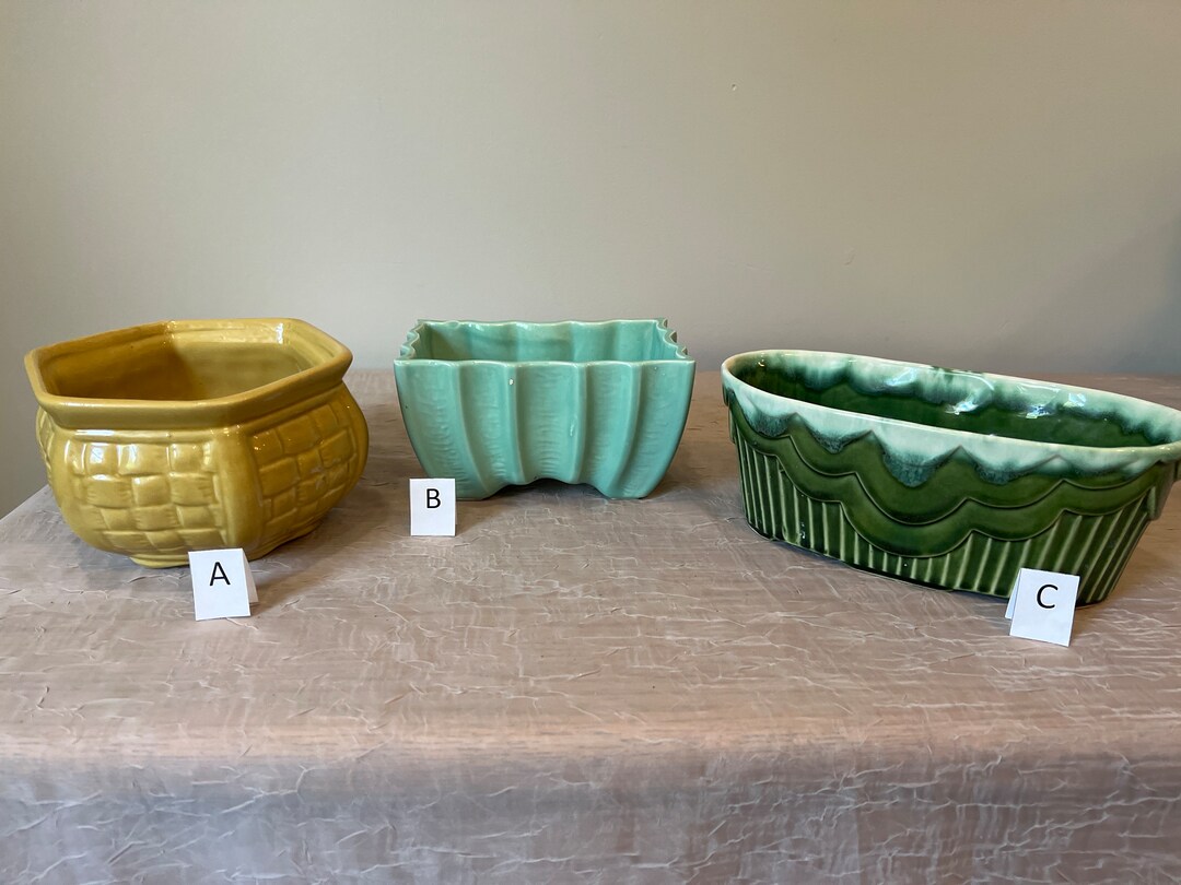 Vintage Cookson Pottery Planter | Choose From: Yellow Basketweave(cp ...