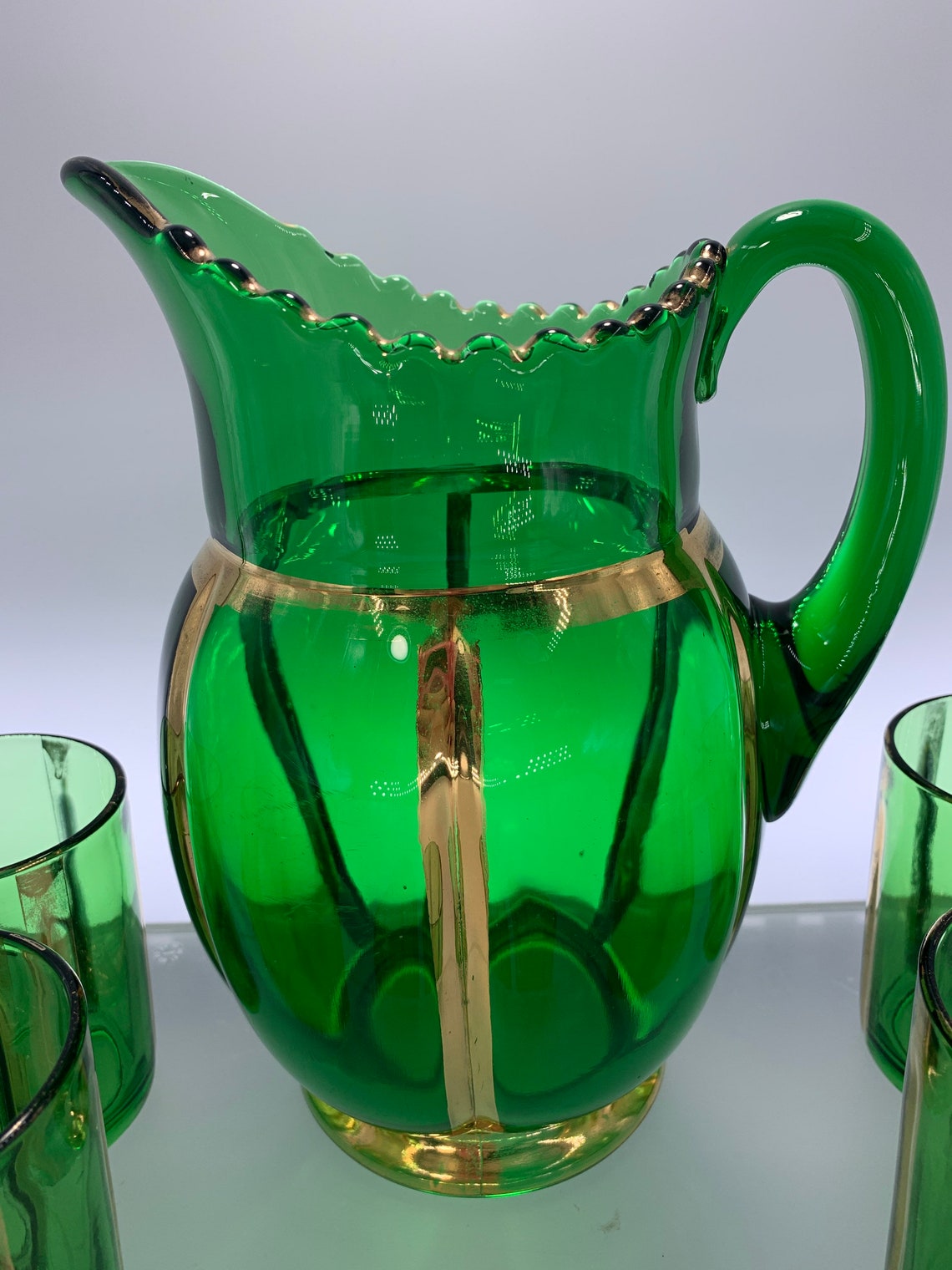 Riverside Glass Works No. 462 Emerald Green and Gold X-ray | Etsy