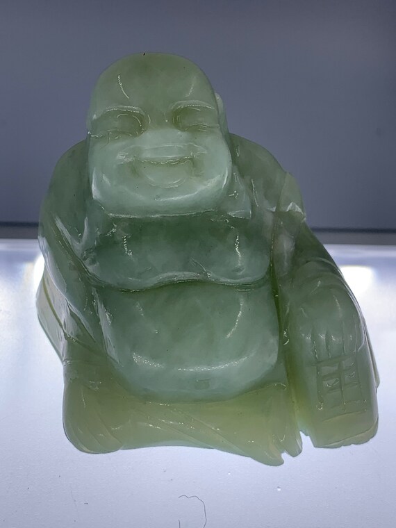 Vintage Chinese Carved Light Green Jade Buddha Statue 8 | Etsy