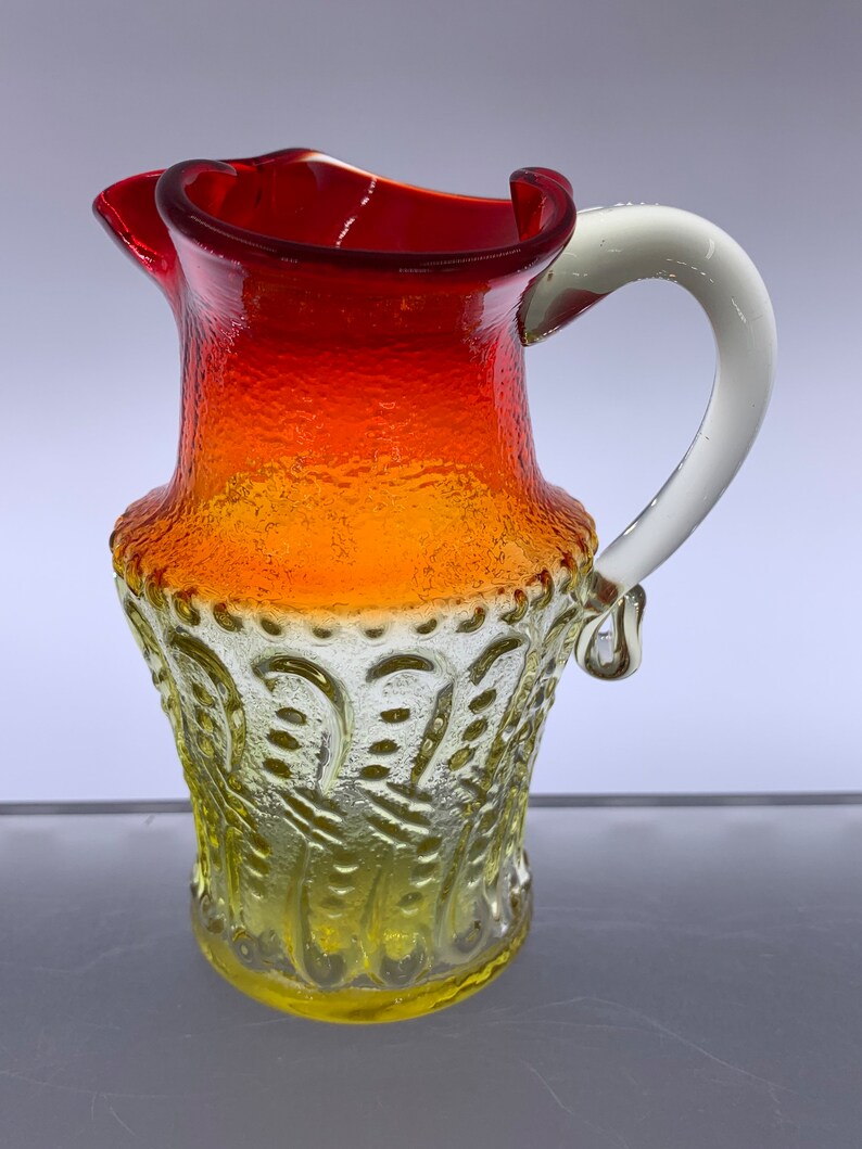 Hand-blown Miniature Art Glass Pitchers | Choose From: Green Ribbed ...