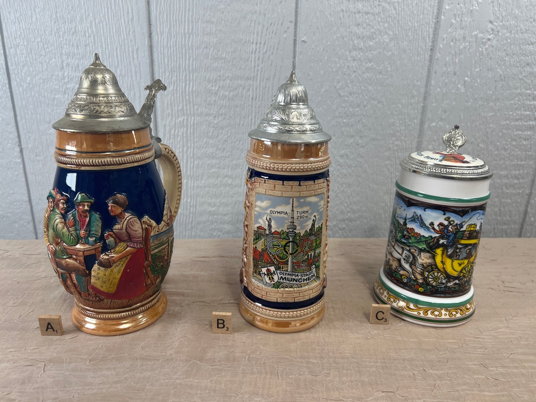 Vintage German Pewter Lidded Beer Stein | Choose From: German Bar Scene ...