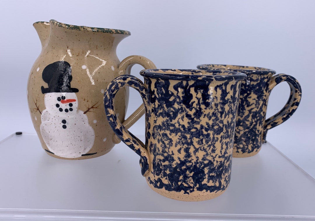 Hand-made Three Rivers Pottery Choose From: 1998 Blue Sponge Mug or ...