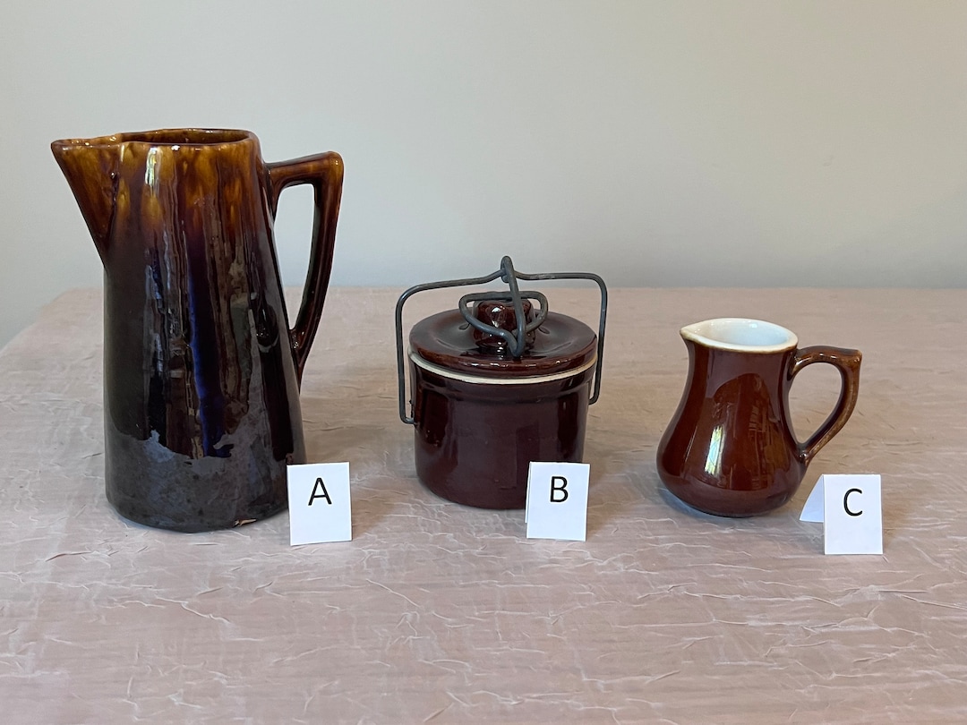 Vintage Brown Ware Goods | Choose From: Small Brown Drip-ware Pitcher ...