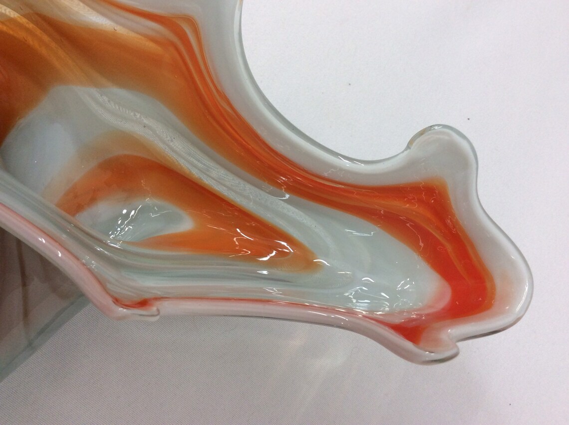 Vintage Art Deco Oblong Cornucopia Dish Orange White and | Etsy