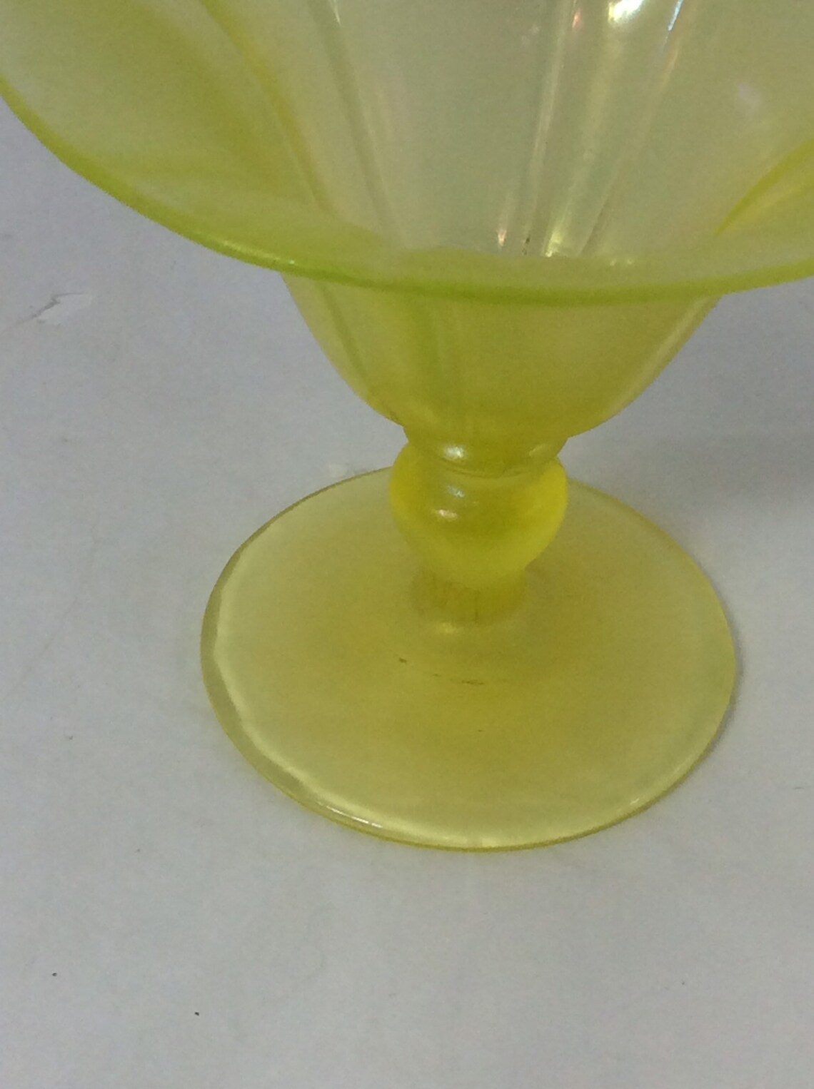 Vintage Ruffled Iridescent Yellow Compote | Etsy