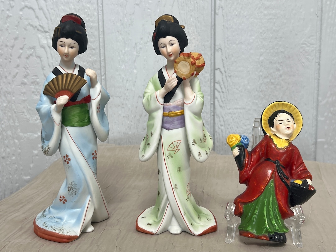 Vintage Japanese Porcelain | Choose From: Geisha W/fan Figurine, Geisha ...