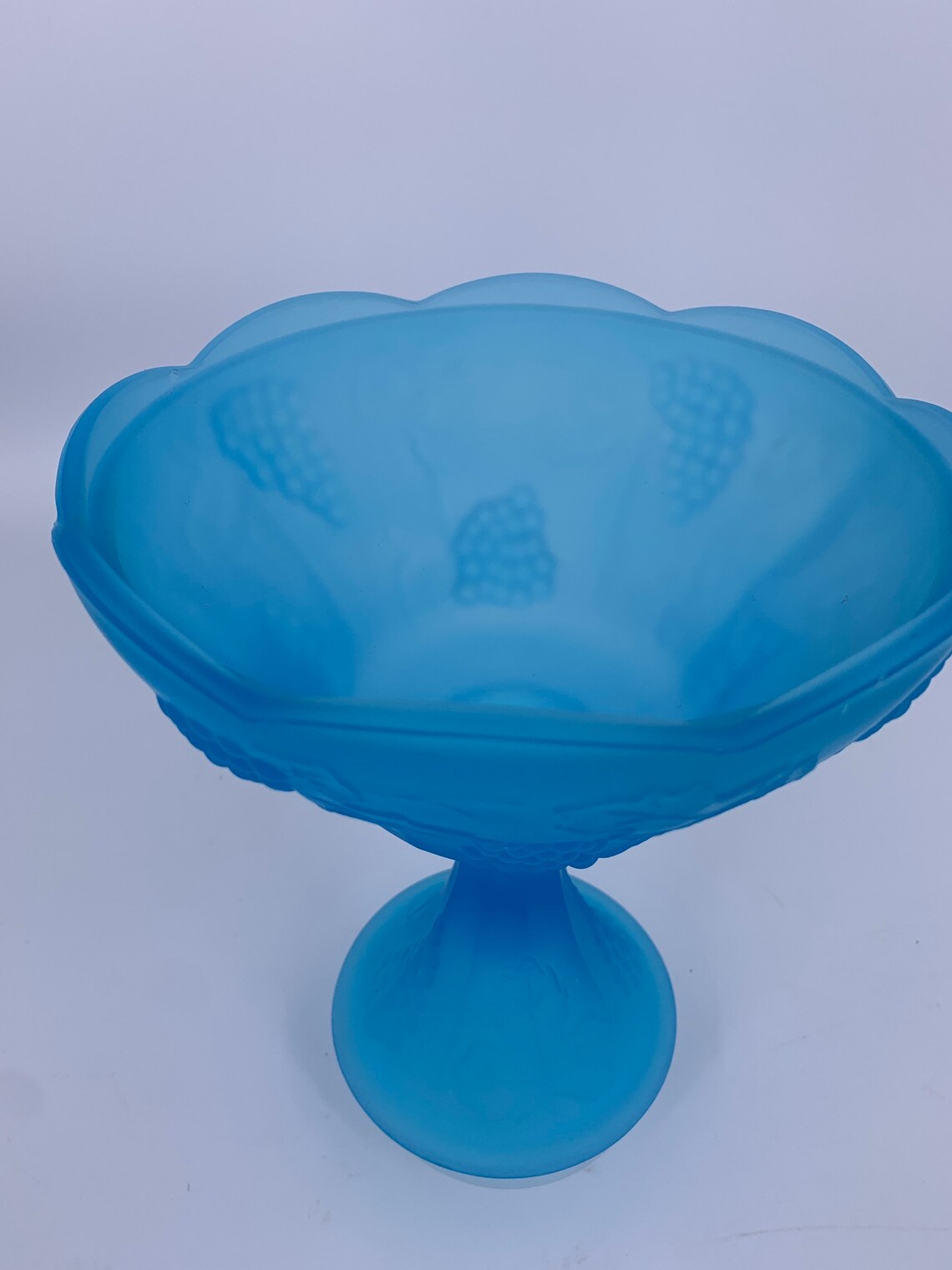 Vintage Indiana Glass Blue Satin Lidded Harvest Grape Compote - Etsy