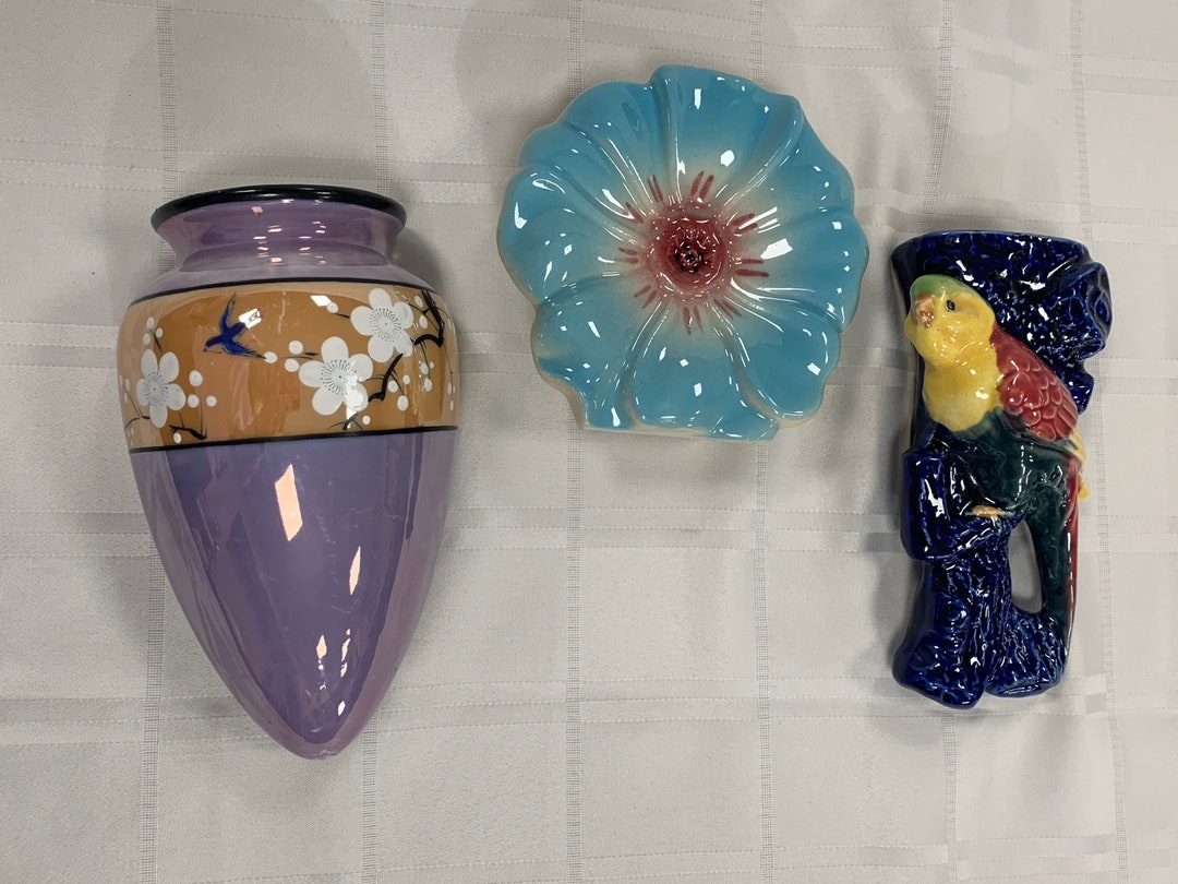 Vintage Hand-painted Porcelain Wall Pocket Choose From: Purple Luster ...