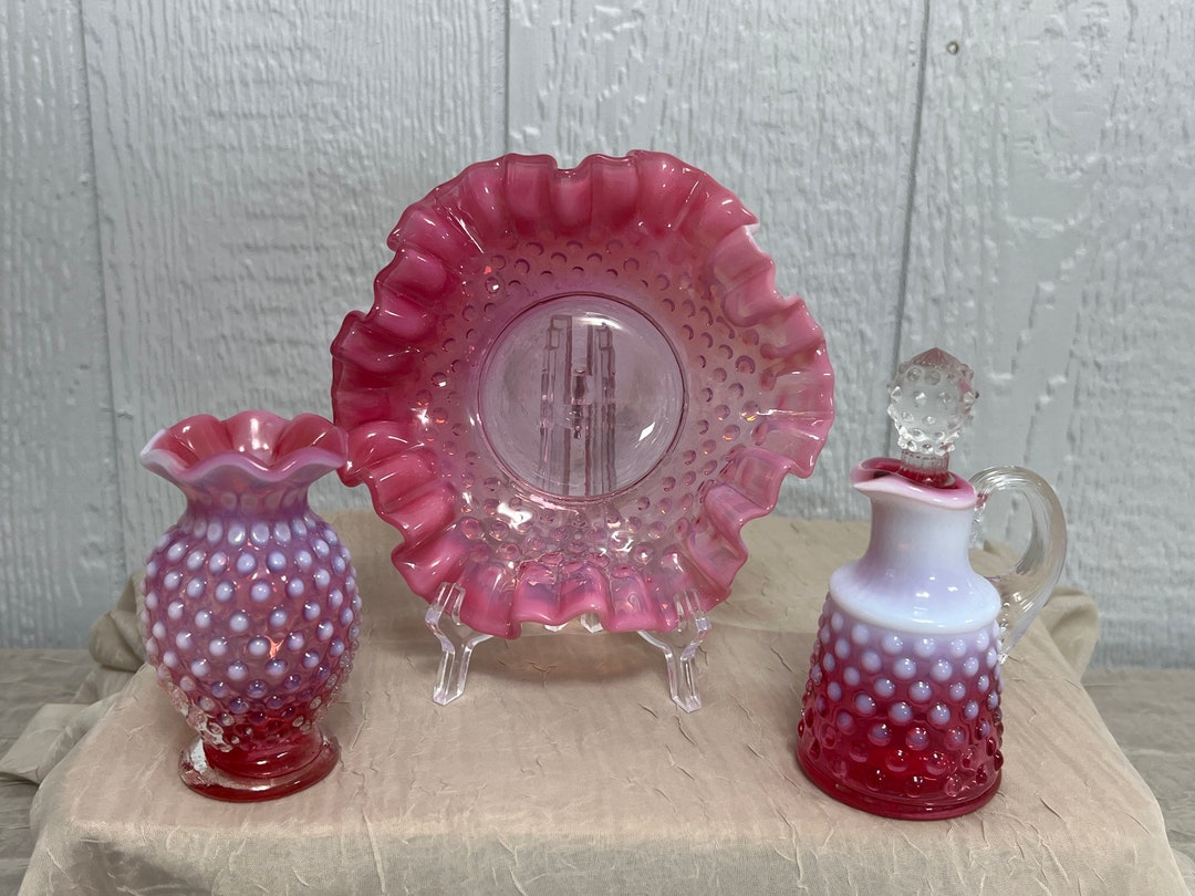 Vintage Fenton Cranberry Opalescent Hobnail Glass | Choose From: Bud ...