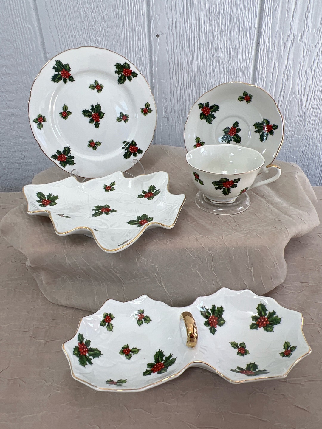 Holly Dinnerware by Lefton | Choose From: Salad/dessert Plate, Footed ...