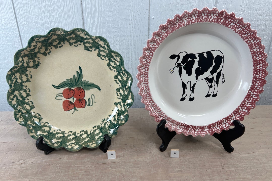 Stoneware Scalloped/ruffled Edge Pie Plate Choose From: Green Sponge ...