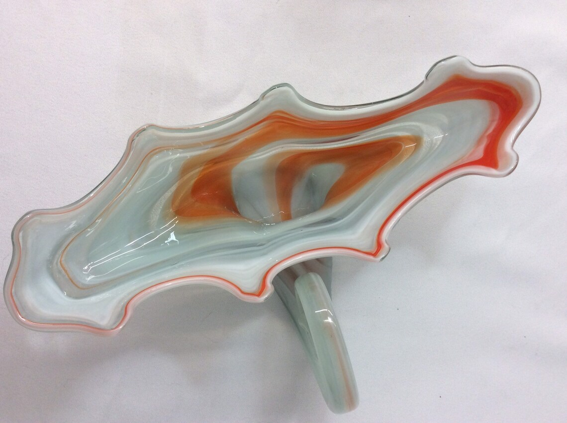 Vintage Art Deco Oblong Cornucopia Dish Orange White and | Etsy