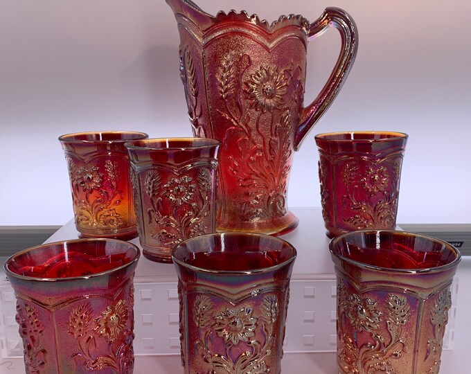 Imperial Glass Contemporary Carnival | Sunset Iridized Ruby Red ...