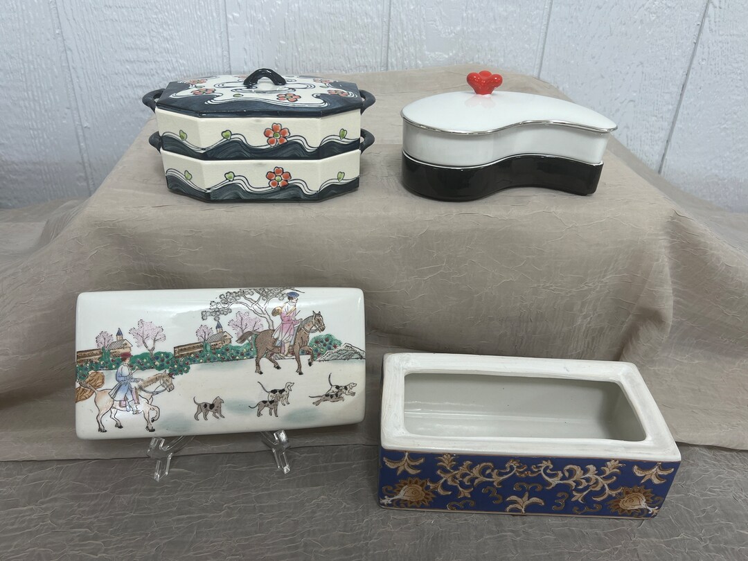 Vintage Porcelain Dresser Box | Choose From: Nagoya Shokai 3-piece ...