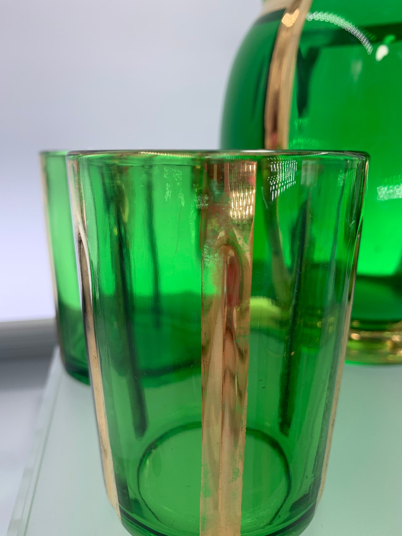 Riverside Glass Works No. 462 Emerald Green and Gold X-ray | Etsy