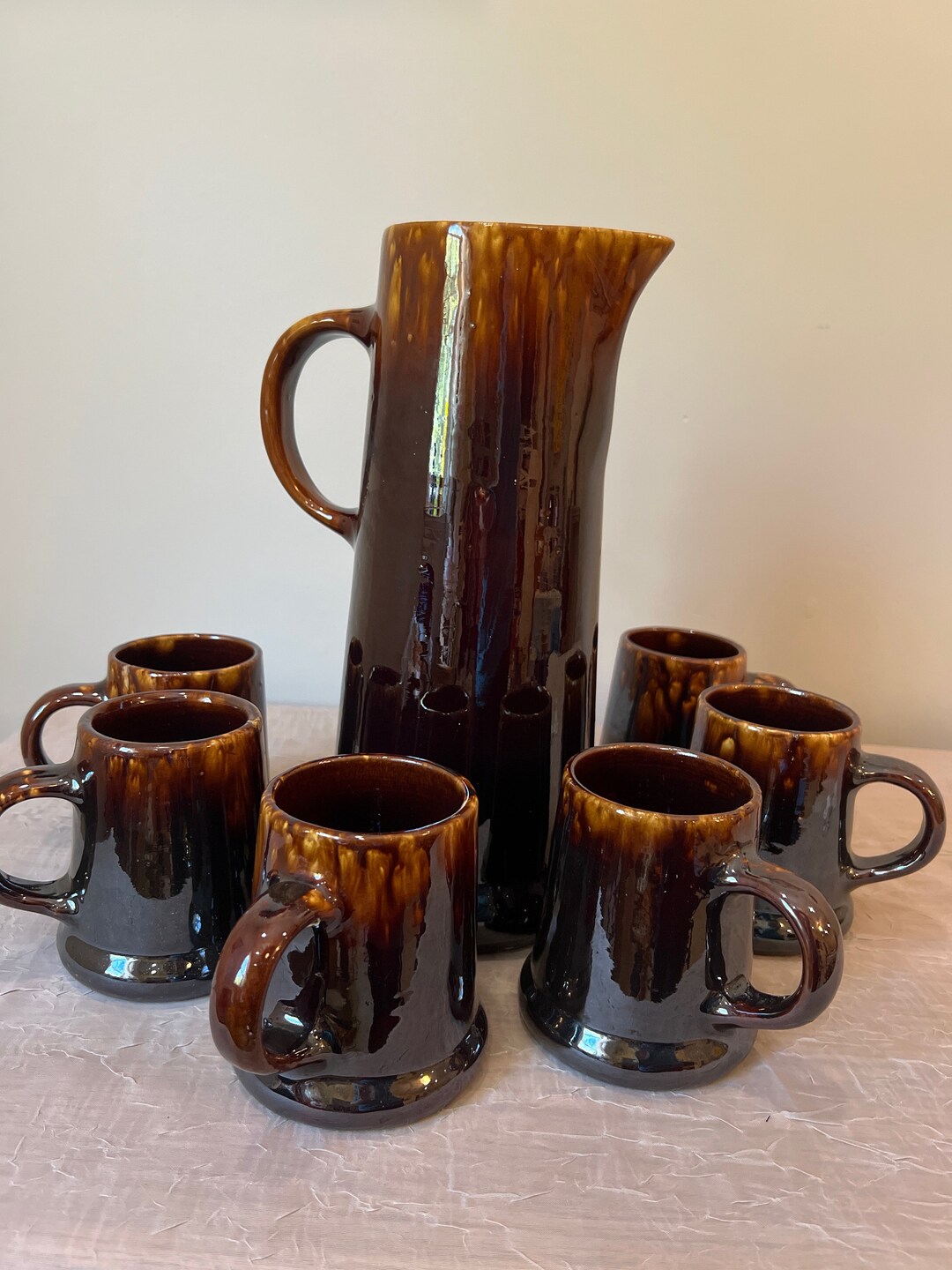 Antique 1920s Rockingham Manner Brown Drip Ware Glaze Earthenware ...